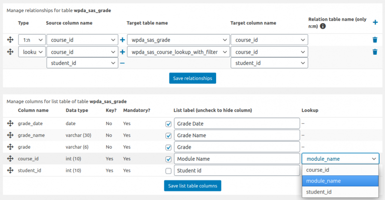 Lookup queries on child column using parent filter | WP Data Access