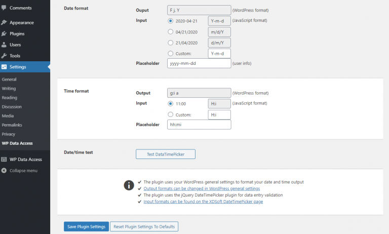 Wp Data Access Settings Plugin Click To Enlarge Wp Data Access 5149
