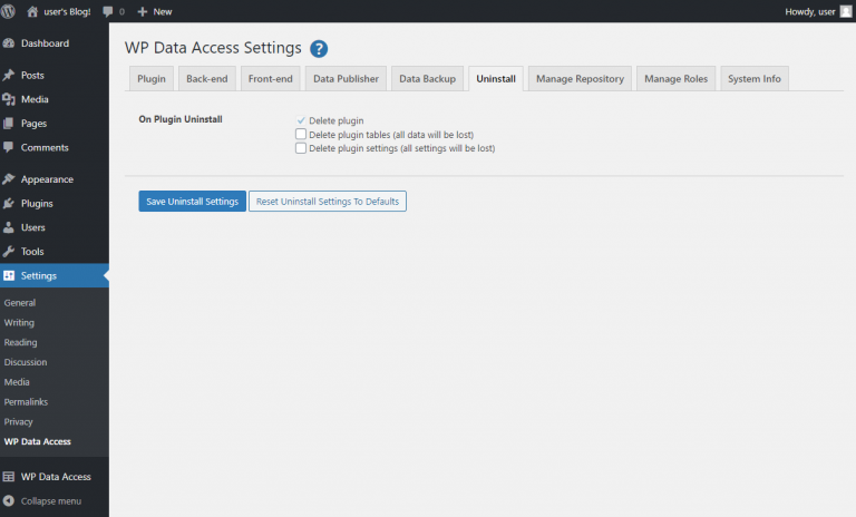 Uninstall | WP Data Access
