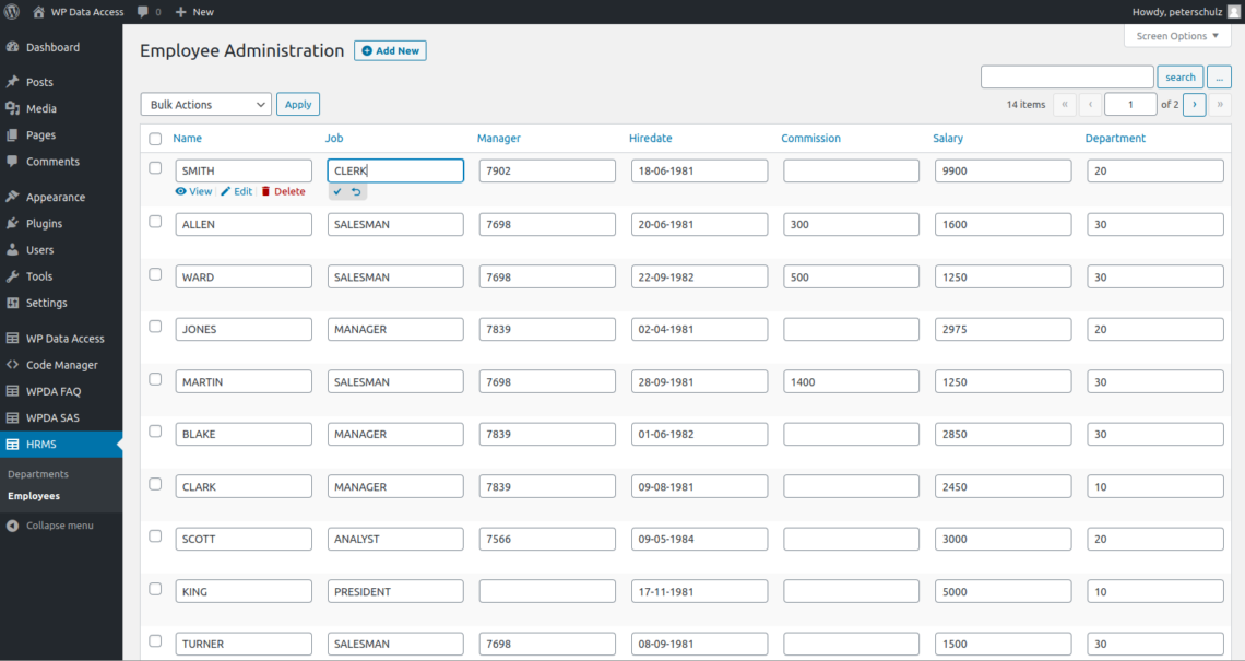 WP Data Access premium – Inline editing demo (Click to Enlarge) | WP ...