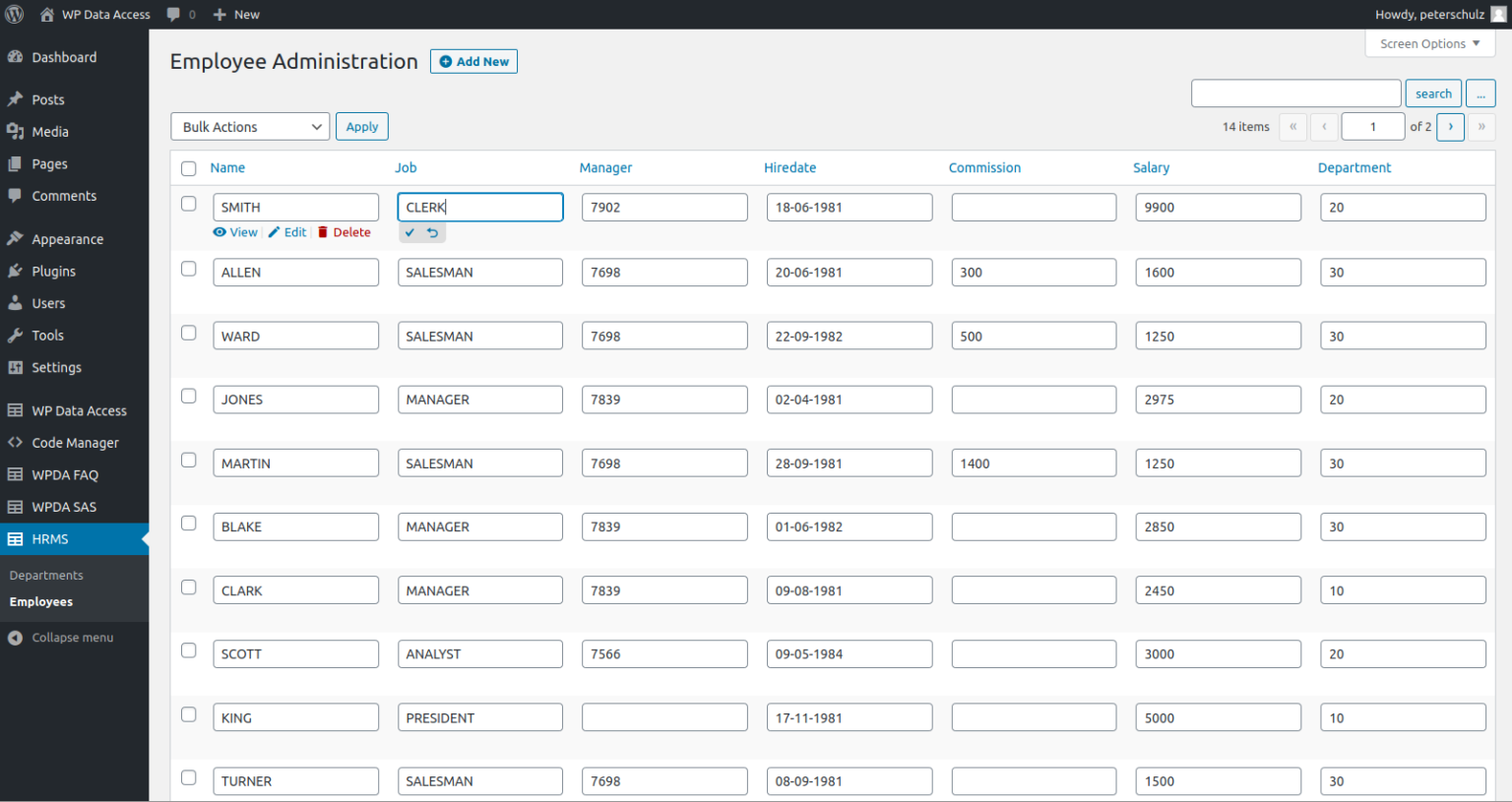 Wp Data Access Premium Inline Editing Demo Click To Enlarge Wp Data Access