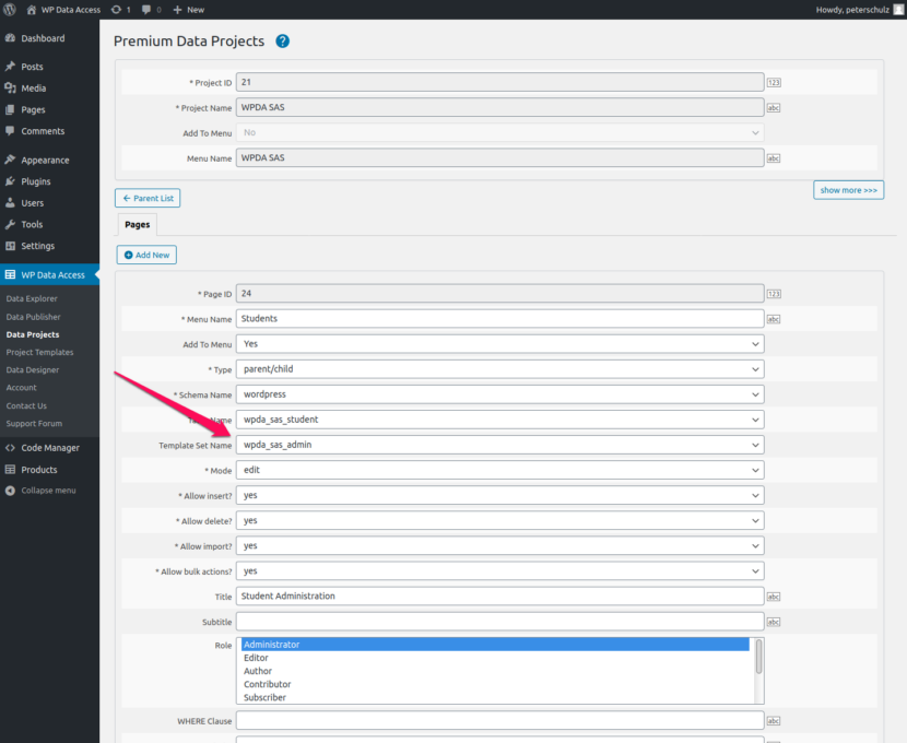 Data Projects – Enter set name (Click to Enlarge) | WP Data Access