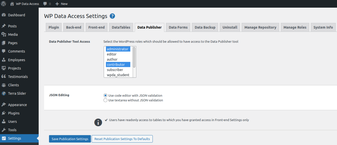 Data Tables | WP Data Access