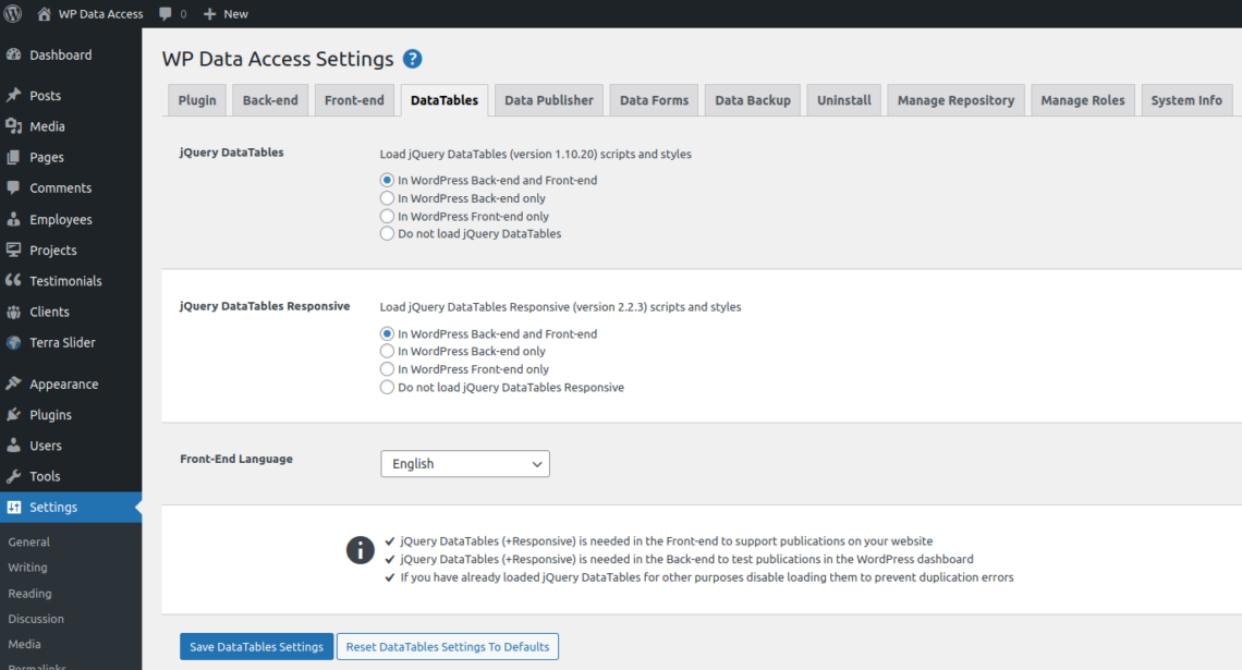 Data Tables | WP Data Access