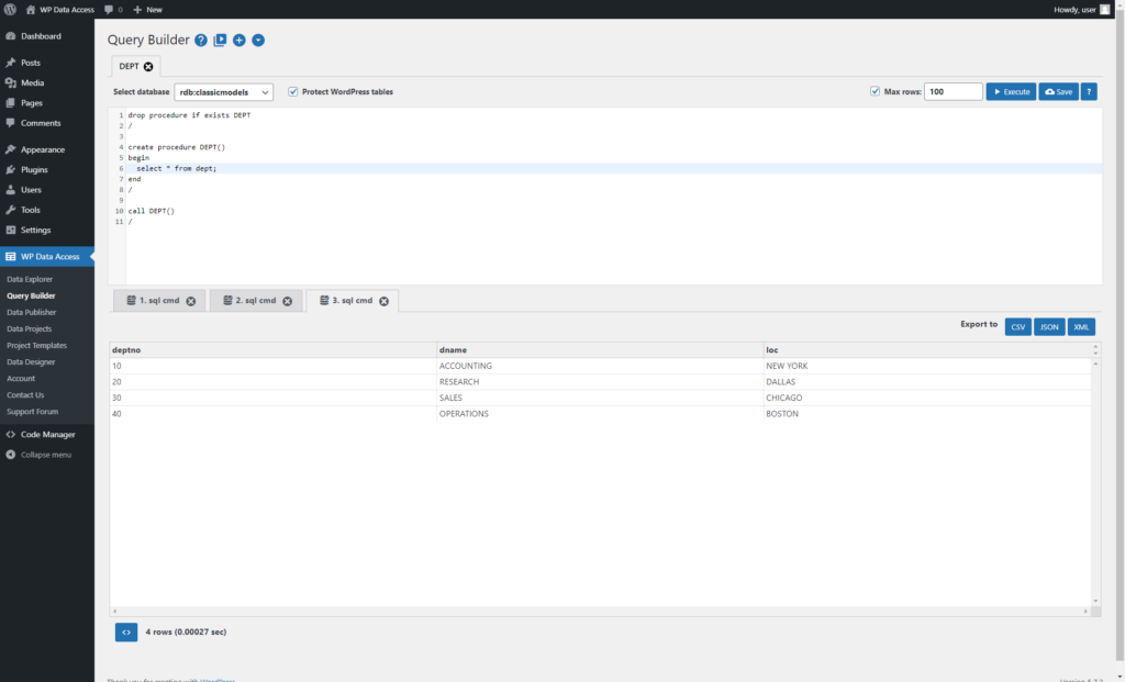 Stored procedures | WP Data Access