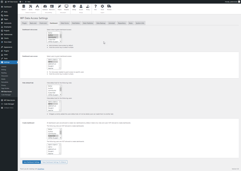 Dashboard | WP Data Access