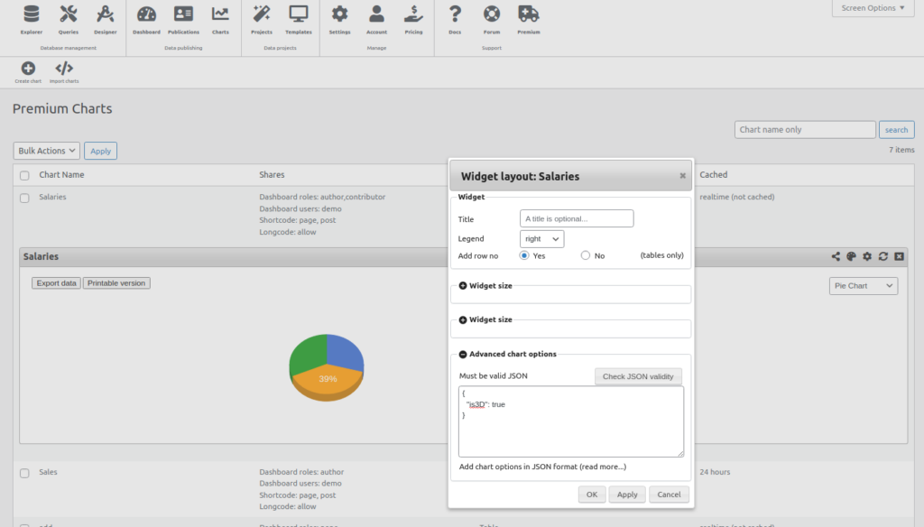 WP Data Access – 3D Chart (Click to Enlarge) | WP Data Access