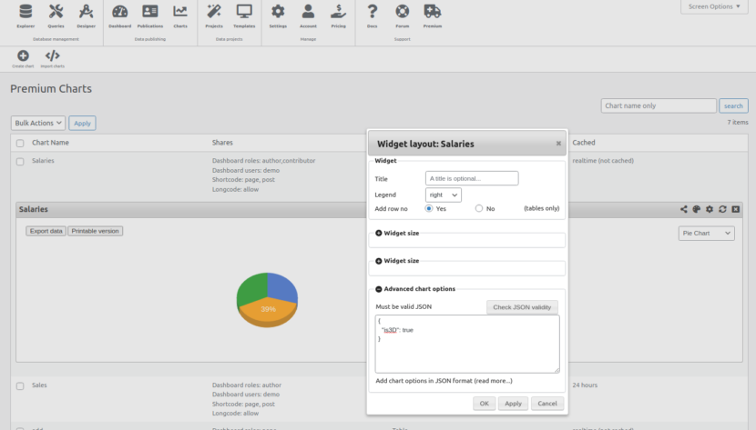 WP Data Access – 3D Chart (Click to Enlarge) | WP Data Access