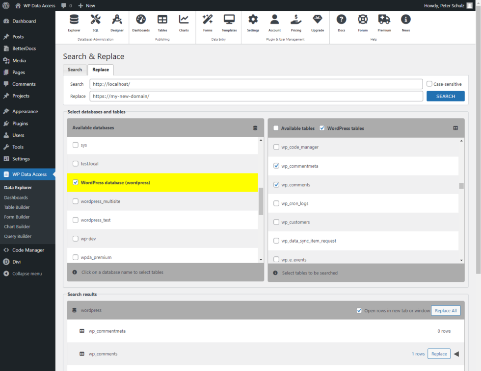 Global Search & Replace | WP Data Access