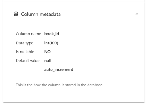 Column metadata example | WP Data Access